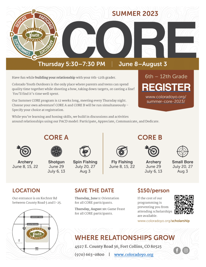 Summer CORE 2023 Scholarship - Colorado Youth Outdoors